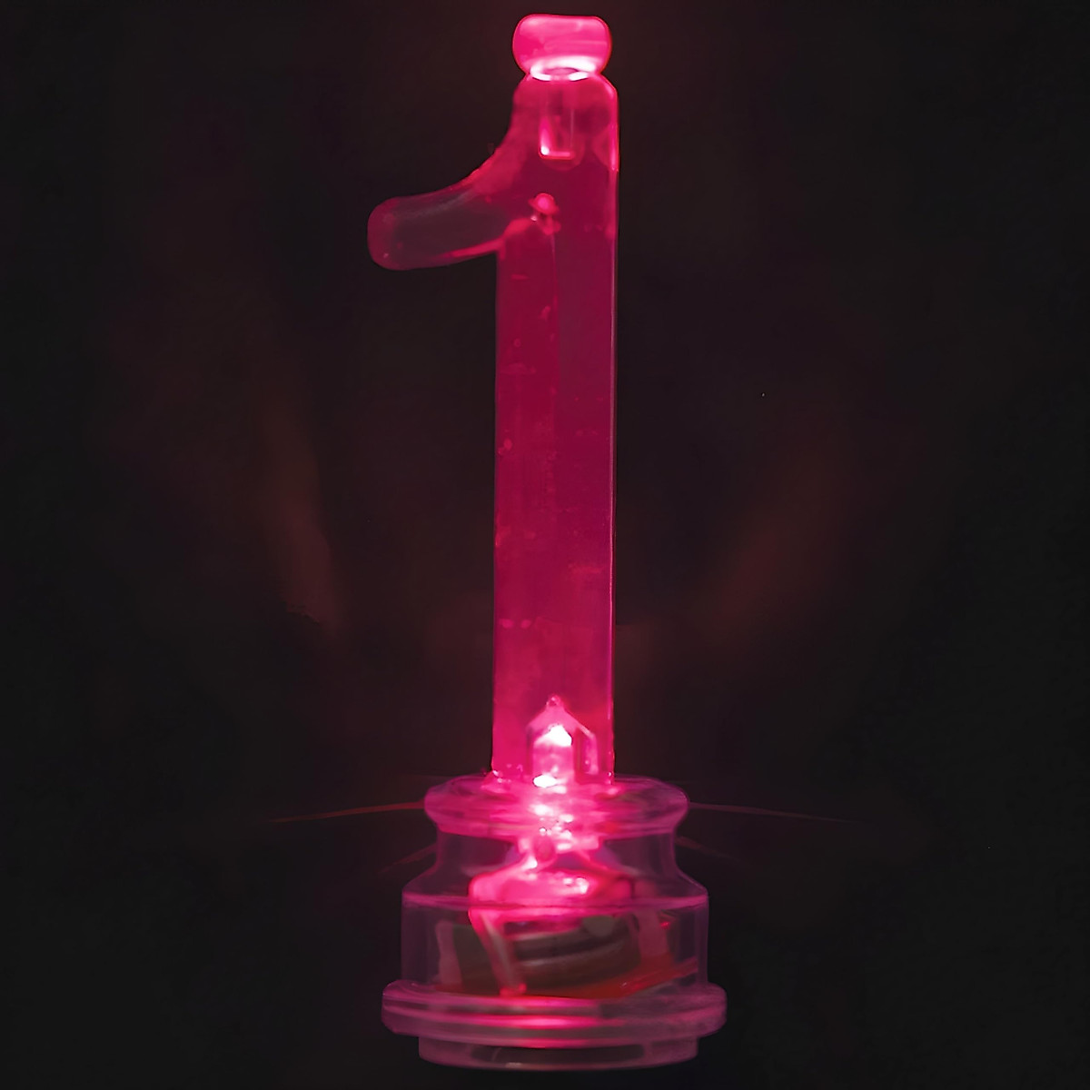 Blue Plastic Number 1 Flashing Candle Holder With Birthday Candle Set - 1 Set - Elegant, Eye-catching & Durable - Perfect Cake Topper For Birthday Celebrations