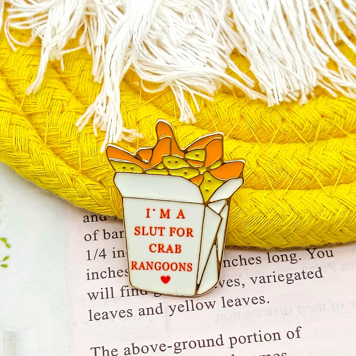 I'm A Slut For Crab Rangoons Pin - Fun Series - Enamel Lapel Pin - Plated Badge for Clothing, Bags, and Lanyards