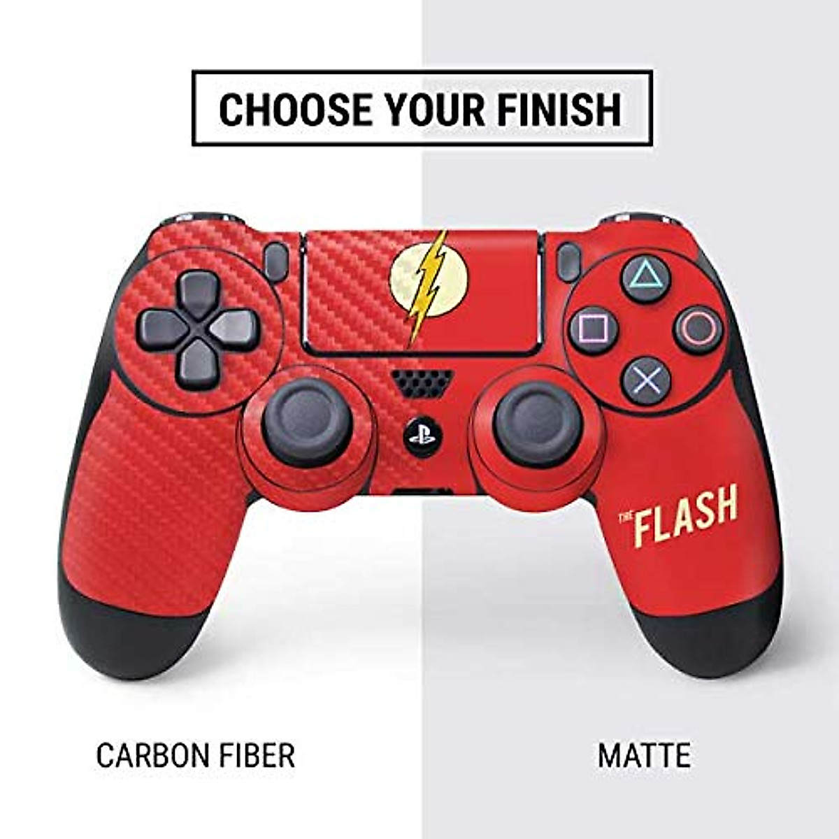 Skinit Decal Gaming Skin Compatible with PS4 Controller - Officially Licensed DC Comics The Flash Classic Emblem Design