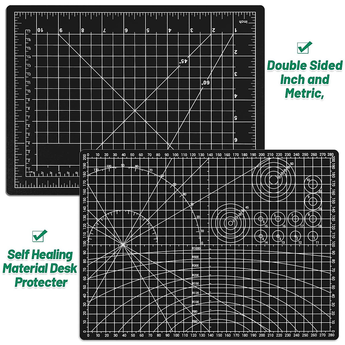 Anezus Exacto Knife with Hobby Mat for Crafts, Self Healing Cutting Mat Hobby Knife with 30 PCS Exacto Blades Precision Knife for Art and Crafts Paper Scrapbooking Stencil (Black)