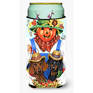 Caroline's Treasures PPP3086TBC Dachshund Fall Scarecrow Tall Boy Hugger Can Cooler Sleeve Hugger Machine Washable Drink Sleeve Hugger Collapsible Insulator Beverage Insulated Holder