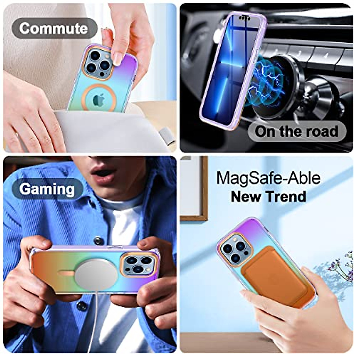 Rancase for iPhone 13 Pro Max Case Compatible with MagSafe,Built with Screen Protector Full Body Shockproof Stronger Magnetic Attraction Women Girls Cover for Apple iPhone 13 Pro Max,Purple