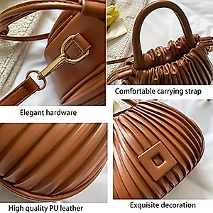 ELDA Ruched Bucket Bags and Purses For Women Drawstring Purse Mini Handbag Crossbody Shoulder Hobo Bag
