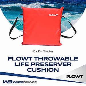 Flowt Boat Seat Cushion and Throw Cushion for Boat Safety – USCG Approved Type IV, Life Cushion for Boat, Durable, Comfortable Boat Seat Cushions for Kayaks, Paddle Board, Canoe and Boating - Red