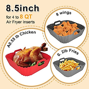 DUXAA 2 Pcs Air Fryer Silicone Liners, 8.5" Reusable Heat Resistant Liners, for 4 to 8 QT Air Fryer Inserts for Oven Microwave Accessories
