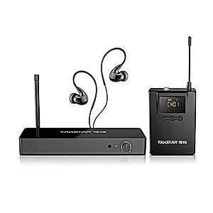 TAKSTAR WPM-300 UHF Wireless In-Ear Monitor System 10 Channels & Bodypack Monitoring, 164Ft Transmission Distance In-Earphone Wireless Monitoring System for Stage, Church, Studio, Musicians
