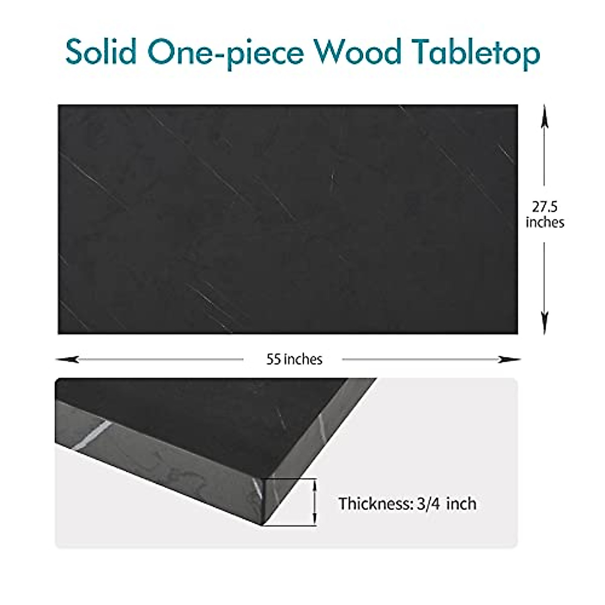 Kaboon 55x28 Desk Table Top, One Piece Wood Tabletop for Home and Office Desk, Double Desk, L Desk DIY(27.5" D x 55" W, Cloud Atlas/Black Desktop Only)