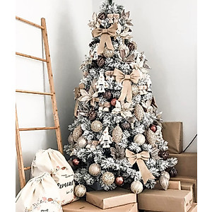 Christmas Burlap Wired Edge Ribbon for Gift Wrapping Christmas Trees Decorations Crafts Making, 2 Rolls, 2.5 Inch x 6 Yards