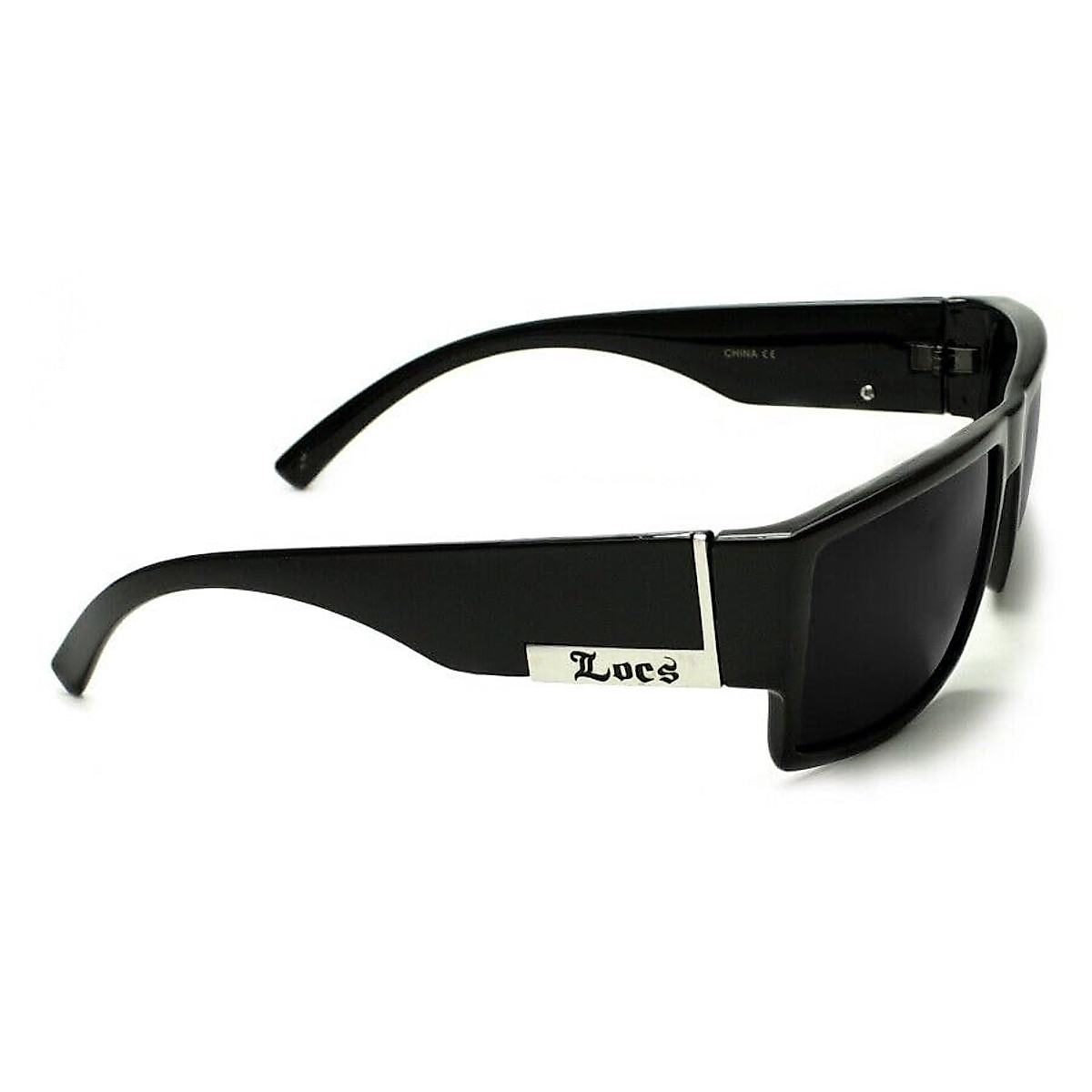 Locs Mens Flat Top Gangster Sunglasses Black Silver Frame 91026 (Black), 5.5w x 1.75h