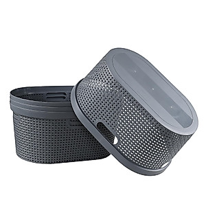 Parlynies 40 Liter Ultra Laundry Hamper, Large Laundry Basket with Cutout Handles to Easily Carry Clothes, Grey, 4-Pack