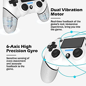MAOMIEMIE PS-4 Controller, PS-4 Controller Wireless for Play-Station 4/3/Pro/Slim/PC, Wireless PS-4 Remote Controller with Dual Vibration/Turbo/Touch Pad/6-Axis Motion