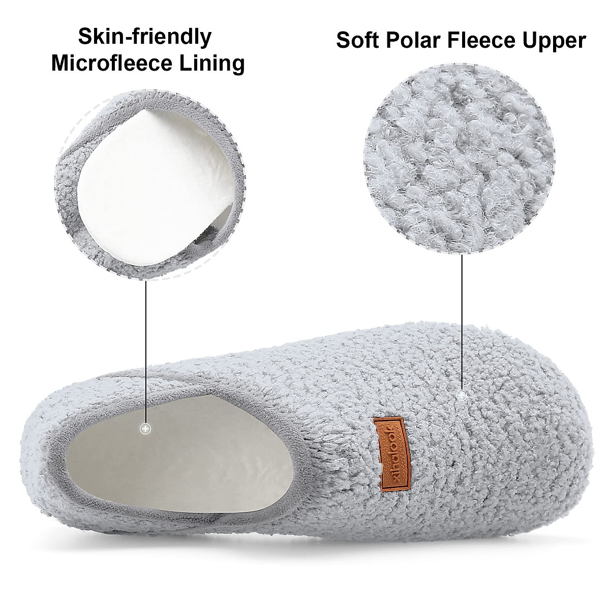 XIHALOOK Womens Mens Lightweight Slippers Zero Drop Minimalist House Shoes Light Grey, 7-7.5 Women/5.5-6 Men