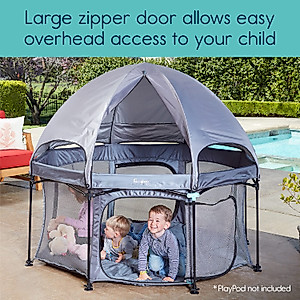 hiccapop PlayPod Portable Playpen Canopy [Dome Shade Only] | Reflective Dome with 3 Side Panels Provides Full Sun Protection at Any Time of The Day | Designed Exclusively for The hiccapop 69” Playpen