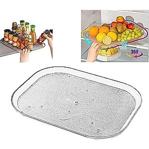 Square Lazy Susan Organizer for Refrigerator,Clear Rotating Lazy Susan Spice Organizer for Cabinet,Dining Table,Pantry,Countertop,Fridge,Kitchen (1pcs)