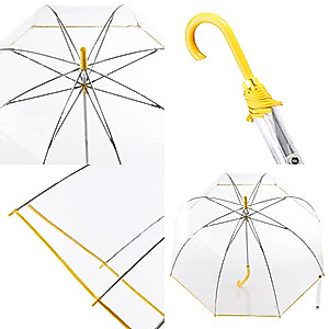 totes Women's Clear Bubble Umbrella – Transparent Dome Coverage – Large Windproof and Rainproof Canopy – Ideal for Weddings, Proms or Everyday Protection, Lemonade