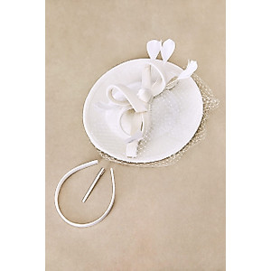 BABEYOND Tea Party Fascinator Kentucky Hat Fascinator Cocktail Pillbox Hat Derby Headband White