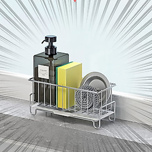 Kitchen Countertop Sponge Holder, SUS 304 Stainless Steel Dish SoapOrganizer, Basket for Cleaning and Scrub Tool, Kitchen Sink Brush Caddy Holder