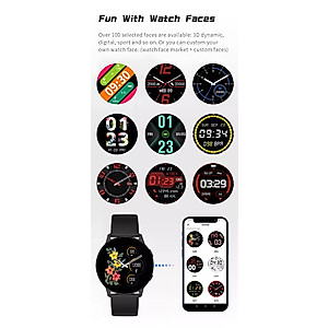 Smart Watch 2022 for Woman and Men, 1.28 ich Full Screen Touch, Activity Trackers Compatible iOS/Android, IP68 Waterproof, Black 1.28 inch VMX1 0