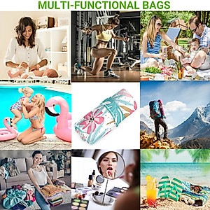 visesunny Tropical Palm Flower Parrot Animal 2Pcs Wet Bag with Zippered Pockets Washable Reusable Roomy for Travel,Beach,Pool,Daycare,Stroller,Diapers,Dirty Gym Clothes, Wet Swimsuits, Toiletries