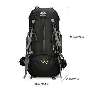 HUIOP hiking backpack, 50L Hiking Backpack Waterproof Camping Backpack with Rain Cover Travel Day Pack Bag with Shoe Compartment for Outdoor Backpacking Climbing