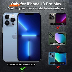 Red2Fire for iPhone 13 Pro Max Case, with 2X [Glass Screen Protector + Camera Lens Protector][12 FT Military Dropproof] [Not Yellowing] Slim Thin Phone Case Cover 6.7 inch-Crystal Clear