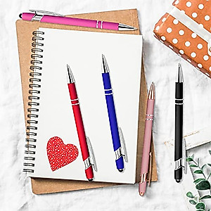 Uoffice5 Ballpoint Pens with Stylus Tips - Fine Point Pens in Black Ink for Women Men Wedding （Black）