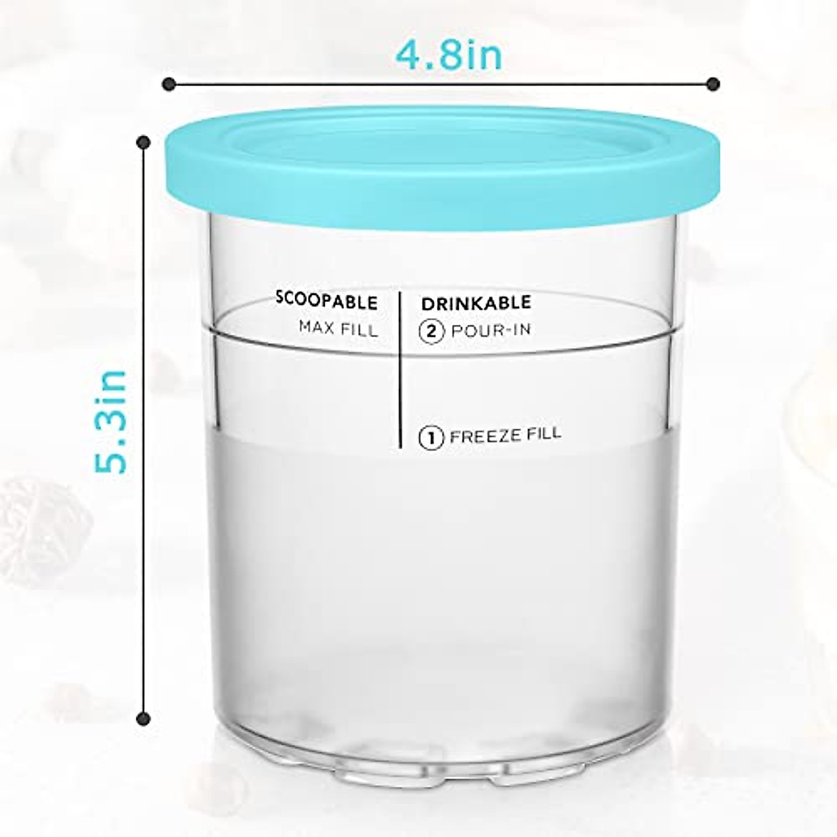 VanlonPro Containers 2 Pack, Ice Cream Pints Replacement for NC500 Series Ninja Creami Deluxe Ice Cream Makers, Reusable, BPA-Free & Dishwasher Safe, Airtight & Leaf-Proof, Gray & Blue Lids