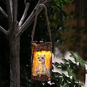 Animal Hanging Solar Lantern Resin with Lanyard LED Garden Light IP67 Waterproof for Courtyard Balcony Patios Stump Decoration Outdoor Camping Lamp