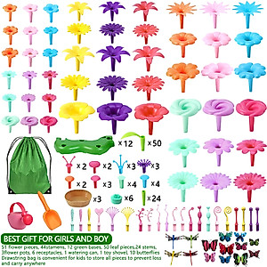 LANNEY Flower Building Toy Set, 200 Pcs Flower Garden Building Toys for Girls Boys 3 4 5 6 7 Year Old, Educational Stem Build Flower Garden Toy, Kids Toddler Birthday Gift Ideas