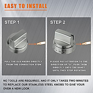 5 Pack Stainless Steel WB03x24818 Gas Stove Knob Replacement for ge,PS11729081 AP5989029 100% Stainless Steel Stove Replacement Knobs,Compatible with ge Stove Knob（Not Universal）-1 Years Warranty