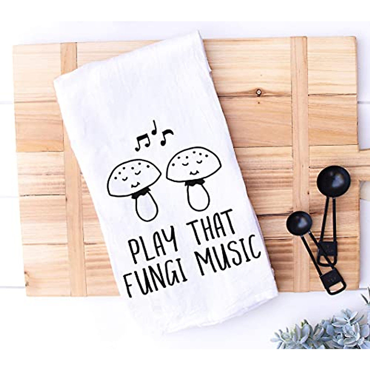 Handmade Funny Kitchen Towel - 100% Cotton Funny Hand Towel for Music Lovers - 28x28 Inch Perfect for Chef Housewarming Christmas Mother's Day Birthday Gift (Play That Fungi Music)