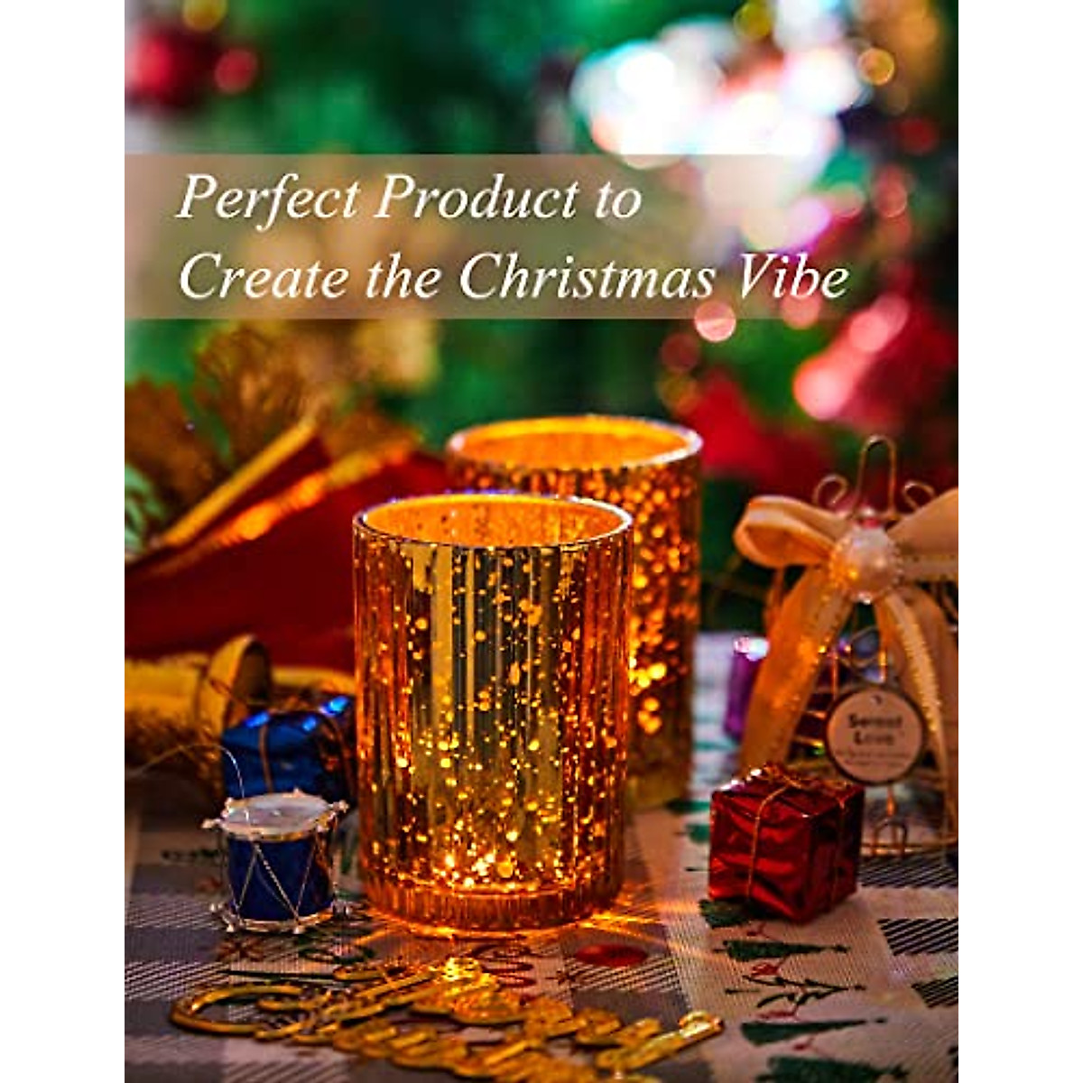 Viseeko Lavender Scented Candles, Vanilla Christmas Candle Gifts for Women, Fall Candles, Gold Votive Candles for Wedding, 100% Natural Soy with Cotton Wick, 6.3 oz, 36 Hours Burn, 1 Pack