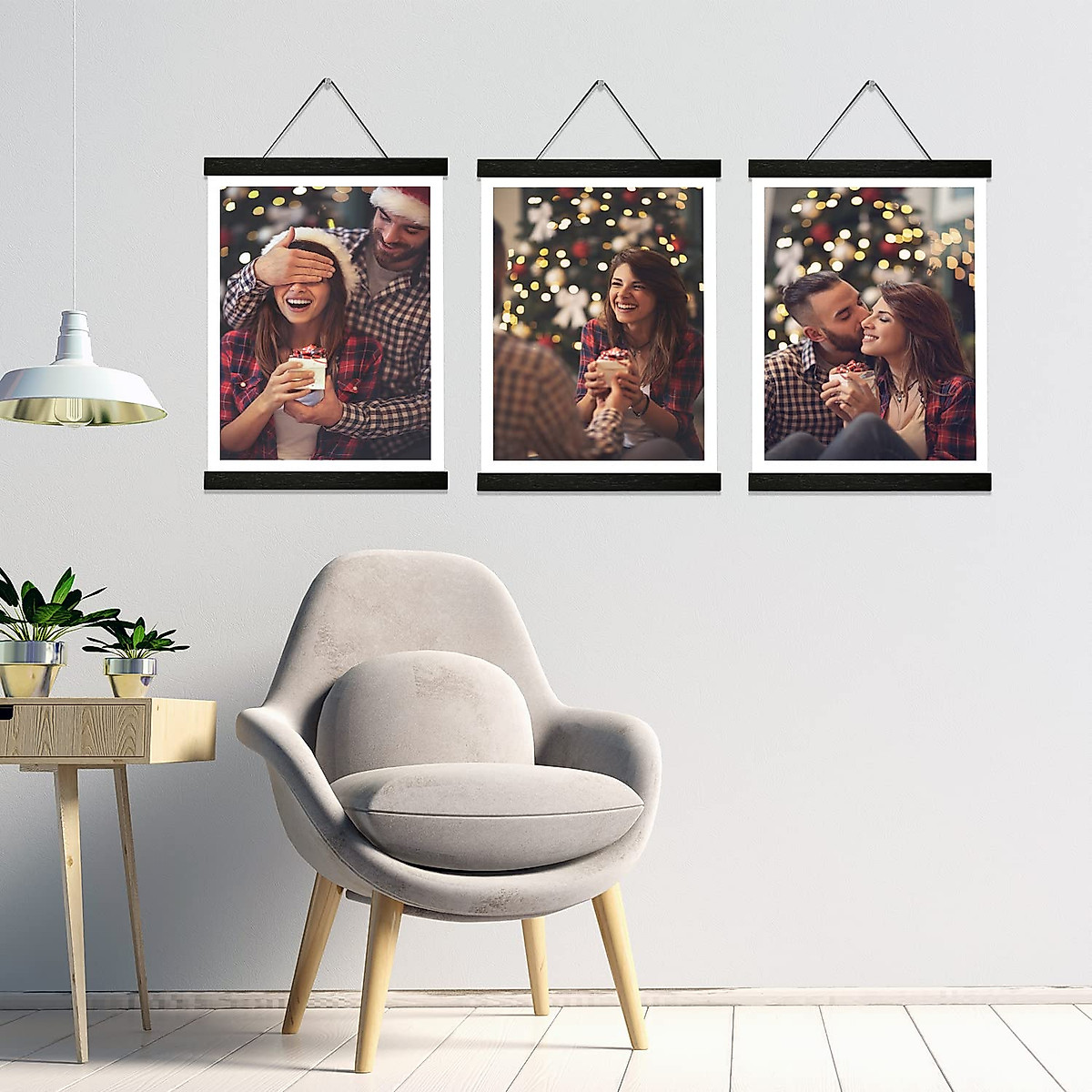 Magnetic Poster Hanger Frame In black 3 pack, 16x24 16x20 16x16 Poster Frame Wooden Magnetic Hanging Kit for Walls Map Canvas Artwork