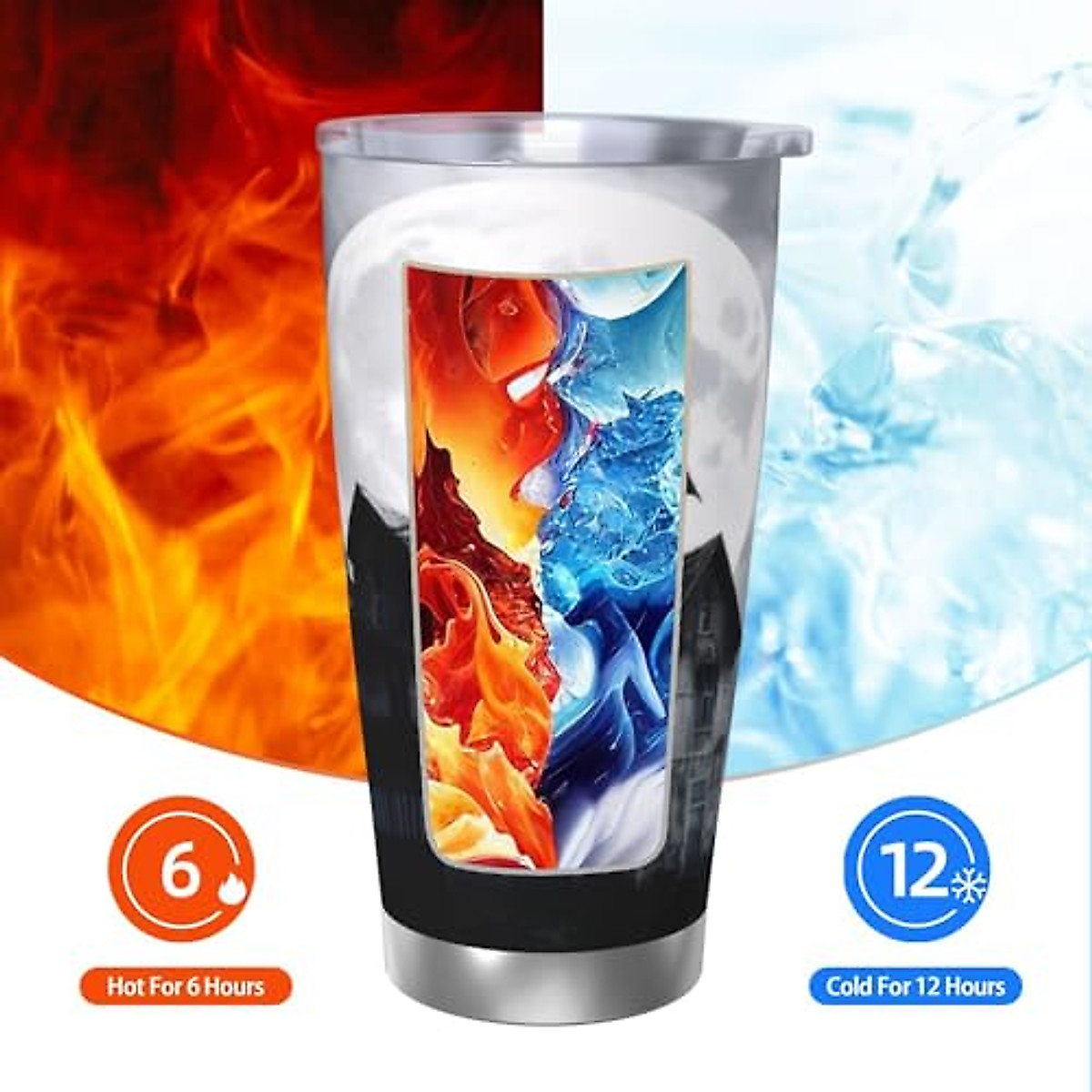 jshmgchw 3d Halloween Moon 20oz Tumbler, Car Cup With Lid And Straw, Spill-Proof, Stainless Steel Double Wall Vacuum Insulated Reusable Coffee Travel Mug, For Cold Drinks, Hot Beverage