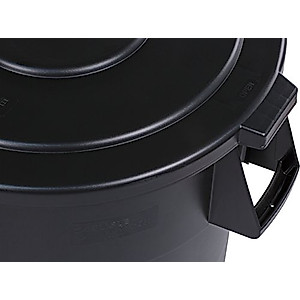 Carlisle FoodService Products 34105603 Bronco Round Waste Container Lid, 29.81" Length, 29.81" Width, 2.25" Height, Polyethylene (LLDPE), Black, 55 gal (Pack of 2)