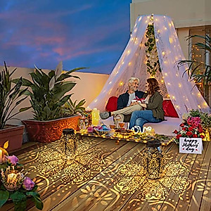 Owl Outdoor Solar Lanterns, Large Hanging Solar Lantern Outdoor Lights Decorative Waterproof for Garden, Patio, Yard, Lawn Ornaments (2Pack, Bronze)