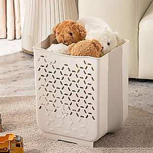 Healvian Collapsible Laundry Basket Wall Mounted Laundry Hamper Plastic Wall Hanging Laundry Basket Dirty Clothes Basket Foldable Storage Basket for Bedroom,Bathroom,Wardrobe, Dormitory