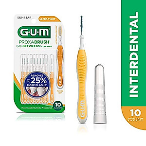 GUM Proxabrush Go-Betweens Interdental Brushes, Ultra Tight, Plaque Removal, 10 Count