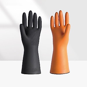 UUYYEO 2 Pairs Rubber Kitchen Dishwashing Gloves Reusable Household Cleaning Gloves Waterproof Dish Washing Gloves L