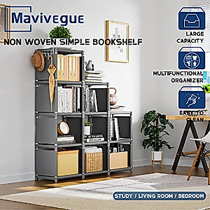 Mavivegue Book Shelf, 12 Cube Storage Organizer, DIY Bookcase, Metal Cube Bookshelf,Tall Book case for Bedroom, Living Room,Office,Closet Storage Organizer, Grey Cubicle Storage Rack