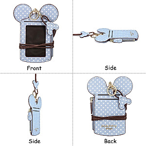 JOSEKO Women Cute Animal Shape Neck Bag Wave Dot Card Holder Lanyard Wallet Coin Purse Sky Blue 5.51''x 0.59''x 2.95''(L x W x H)