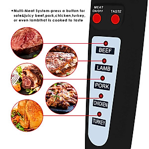 Beyond Group 80-09 Digital Meat Instant Read Thermometer with LED Screen and Ready Alarm, Kitchen Probe with Long Fork for Grilling, Barbecue and Cookin, l, white