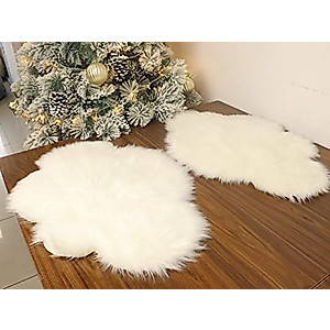 Woolous Cloud Faux Fur Rug - Nursery Fluffy Shaggy Cloud Shape White Rug - Faux Sheepskin Fur Area Rug Carpet - Kids Rug for Cozy Bedroom Decor - Living Room Rug (2 Pack, 2.4x1.8 ft)