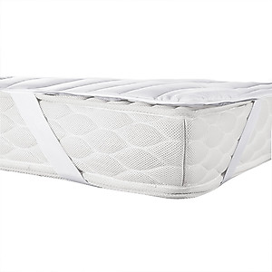 Madison Park Essentials Frisco Waterproof Sofa Bed Mattress Pad, Microfiber Channel Quilted Top - Secure Fit Anchor Band, Machine Washable Protection Cover, Full 54x72", White