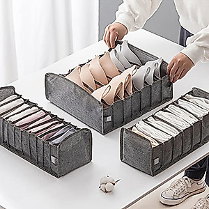 Underwear Drawer Organizer Dark Gray Collapsible Cabinet Organizer Closet Organizer Foldable Closet Organizer Compression Underwear Storage Box for Socks, Storage Containers for Clothes in Closet