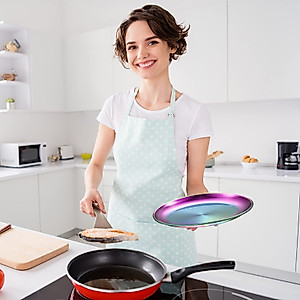 10 Pcs 18/8 Stainless Steel Plate 304 Stainless Steel Dishes 8 Inches Adult Plates Reusable Camping Plates Dishwasher Safe Feeding Serving Flat Plate Double Layers Round Dessert Plate (Multi Color)