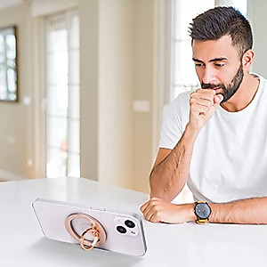 Magnetic Phone Grip (MagGo) Removable Phone Holder Stand Adjustable Finger Ring Grip Compatible with Magsafe for All Smartphone/Case (Rose Gold)