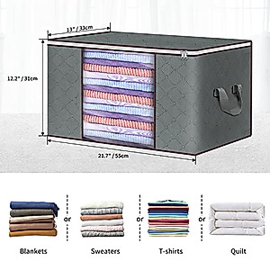 6-Pack 60L Clothes Storage & 6-Pack 90L Underbed Storage Bags, Clothes Storage Bins Foldable Closet Organizers with Durable Handles with Clear Window for Clothes Pillow Blankets Bedding