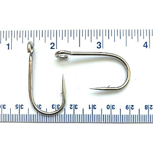 100 Gerry's Tackle 9171 6X Strong Nickel Plated Open Eye Siwash Hooks Size 2/0
