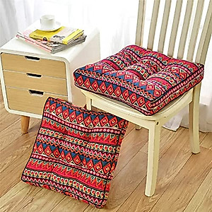 TUNKENCE Chair Mat Chair Cushions Cute Bohemian Outdoor Patio Chair Seat Pads Square Floor Pillow Kitchen Chair Seat Cushion Pads for Patio Porch Swing Garden Kitchen,19.7Inch